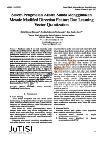 Sistem Pengenalan Aksara Sunda Menggunakan Metode Modified Direction Feature Dan Learning Vector ...
